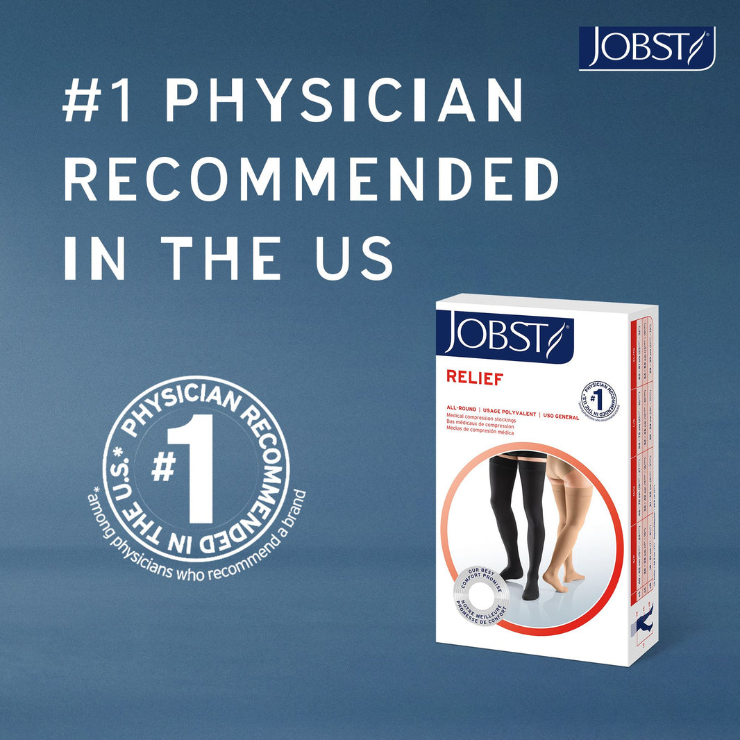 JOBST Relief 30-40 mmHg Compression Stockings, Thigh High Silicone Band ...