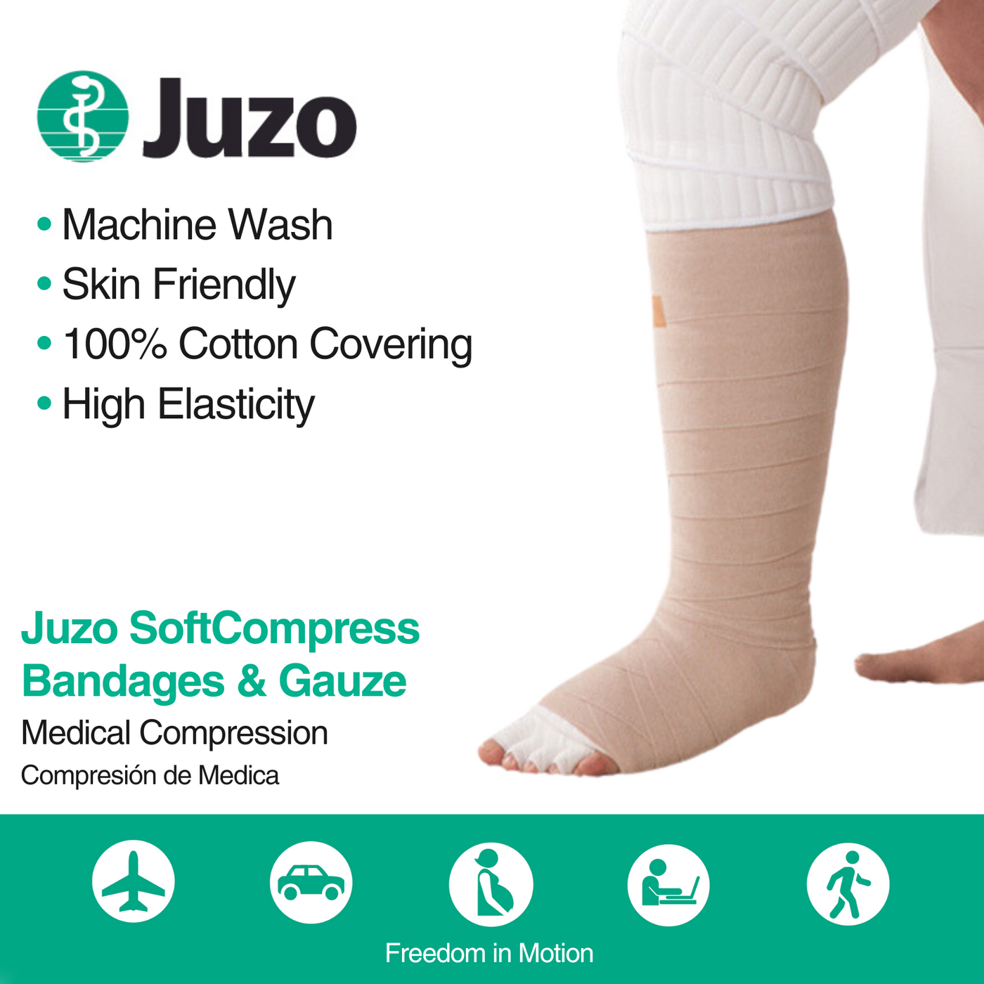 Juzo SoftCompress Bandages & Gauze. Gauze Bandage, White (Box of 20 ...