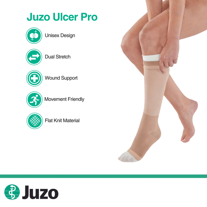 Juzo Ulcer Pro 2-Part Compression System, 30-40 mmHg, Knee High, Beige ...